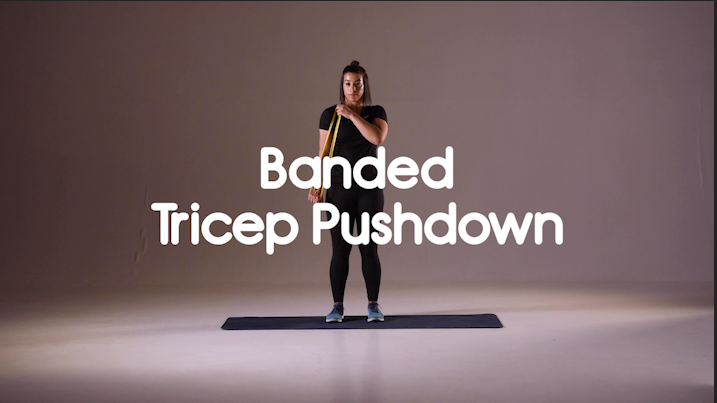 Banded Tricep Push Down Video - HIIT Exercises with Resistance Bands ...